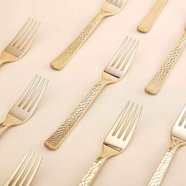 24 pcs 7 in long Hammered Design Disposable Plastic Party Forks – Balsa ...