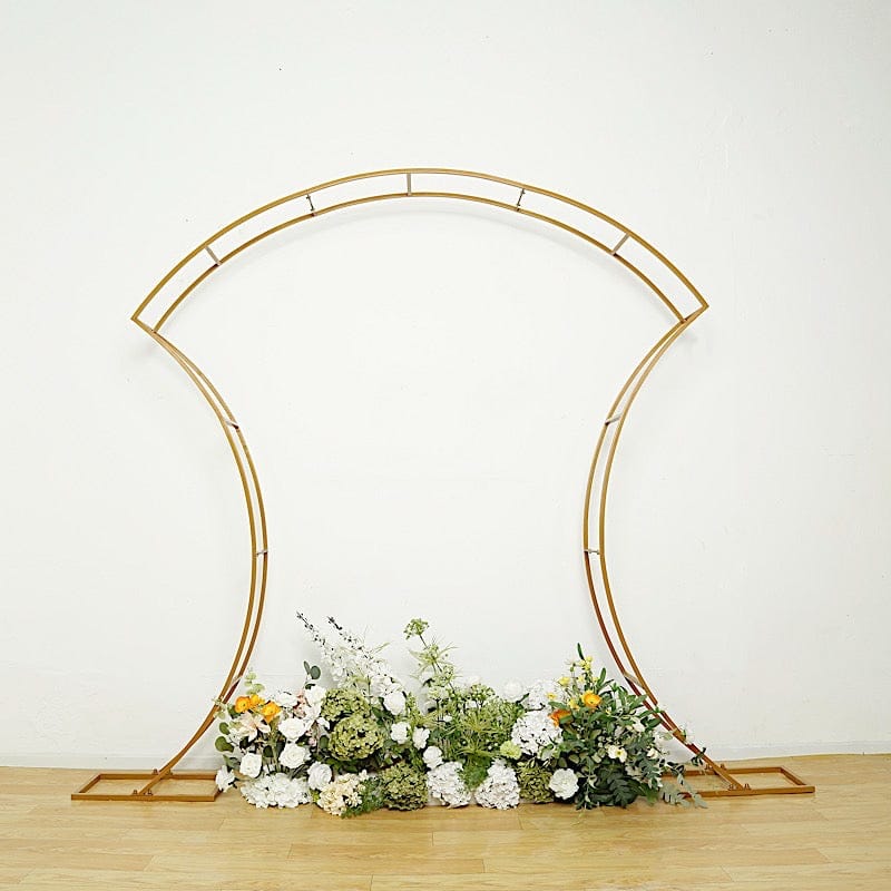 8 feet Gold Metal Display Frame Curved Backdrop Stand Wedding Arch ...