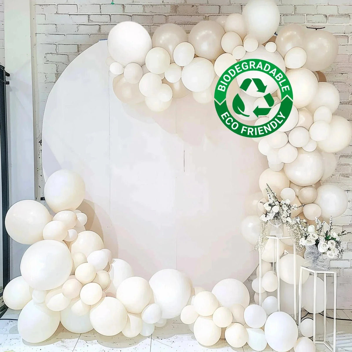 95 White and Beige Biodegradable Balloon Garland – Balsa Circle, LLC