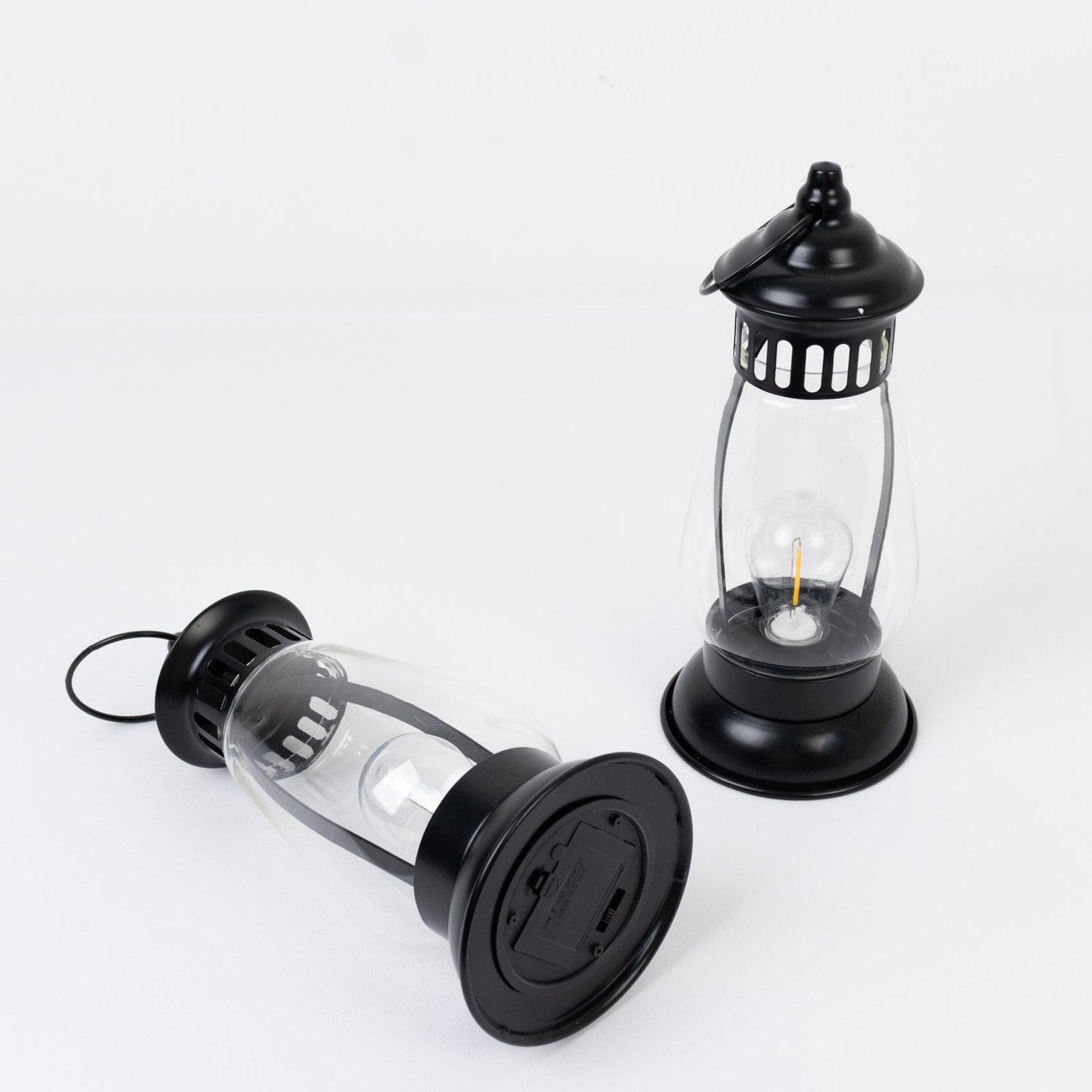 4 Black 10" Vintage Battery-Operated Metal LED Lanterns – Balsa Circle, LLC