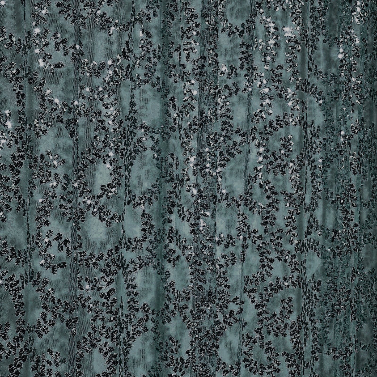8x8 feet Embroidered Leaves Sequined Tulle Backdrop Curtain Panel ...