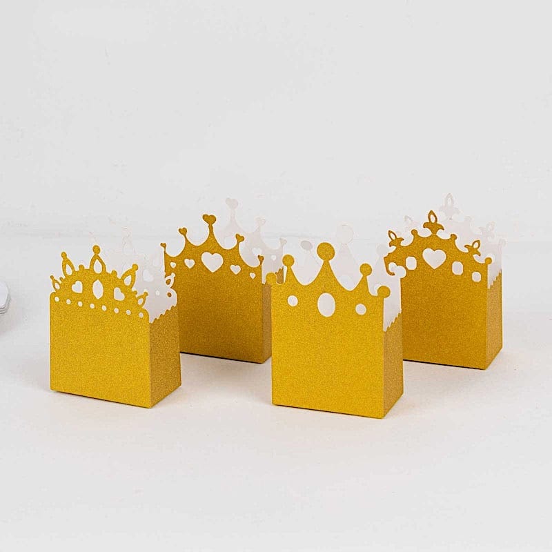 20 Gold Glitter Princess Crown Paper Favor Boxes – Balsa Circle, LLC