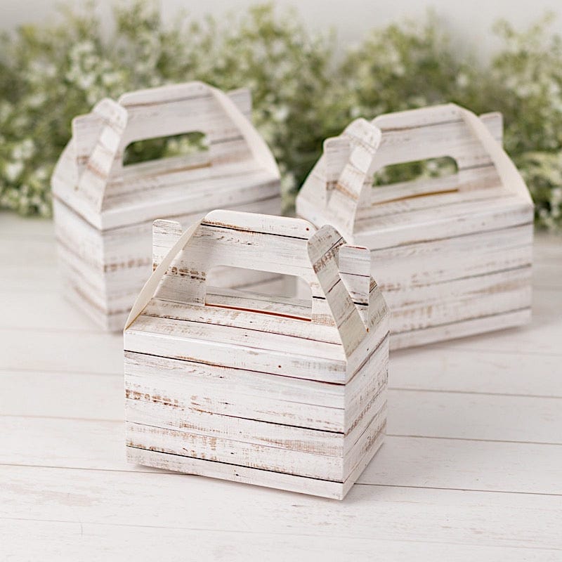 25 Whitewashed Wooden Design Gift Boxes Rustic Party Favor Holders ...