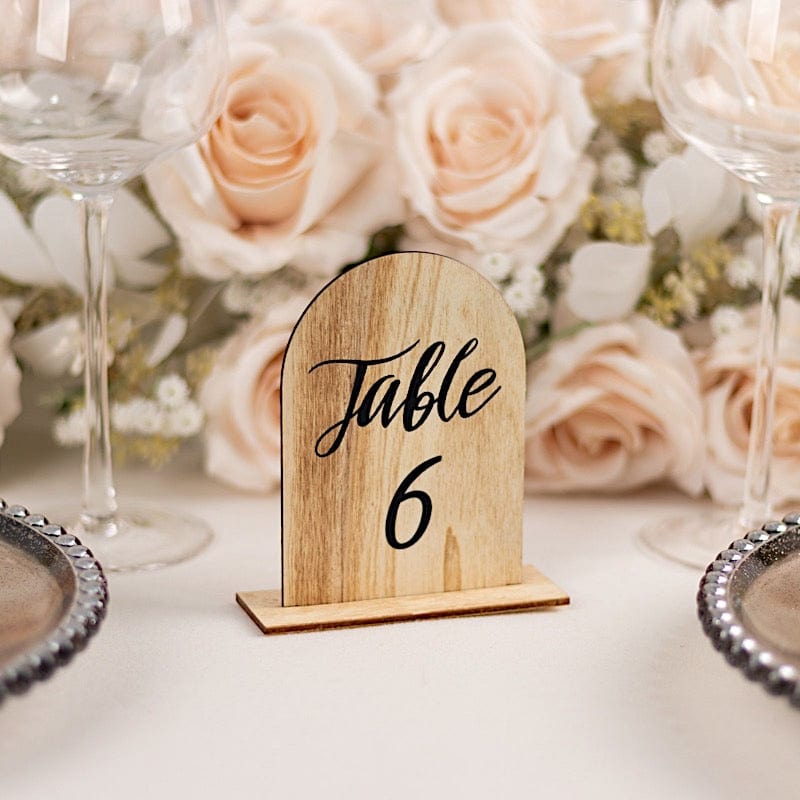 20 Natural Wooden Arch 1-20 Table Numbers Set with Removable Base ...