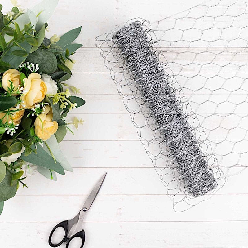 16 feet x 12 in Silver Hexagonal Galvanized Metal Craft Wire Mesh ...