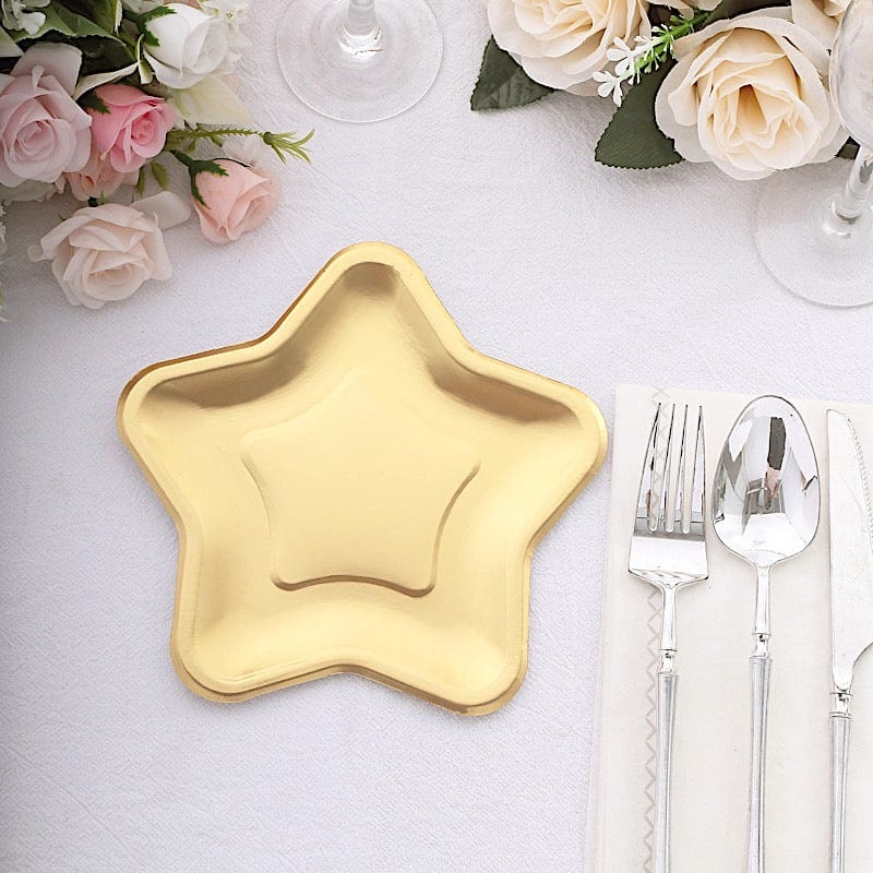 25 Natural Square Dinner Salad Paper Plates with Gold Scalloped Trim ...