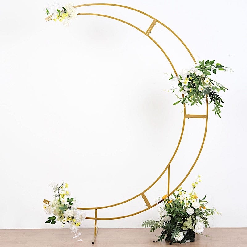 Gold 7.5 feet Metal Floral Display Frame Crescent Moon Backdrop Stand ...