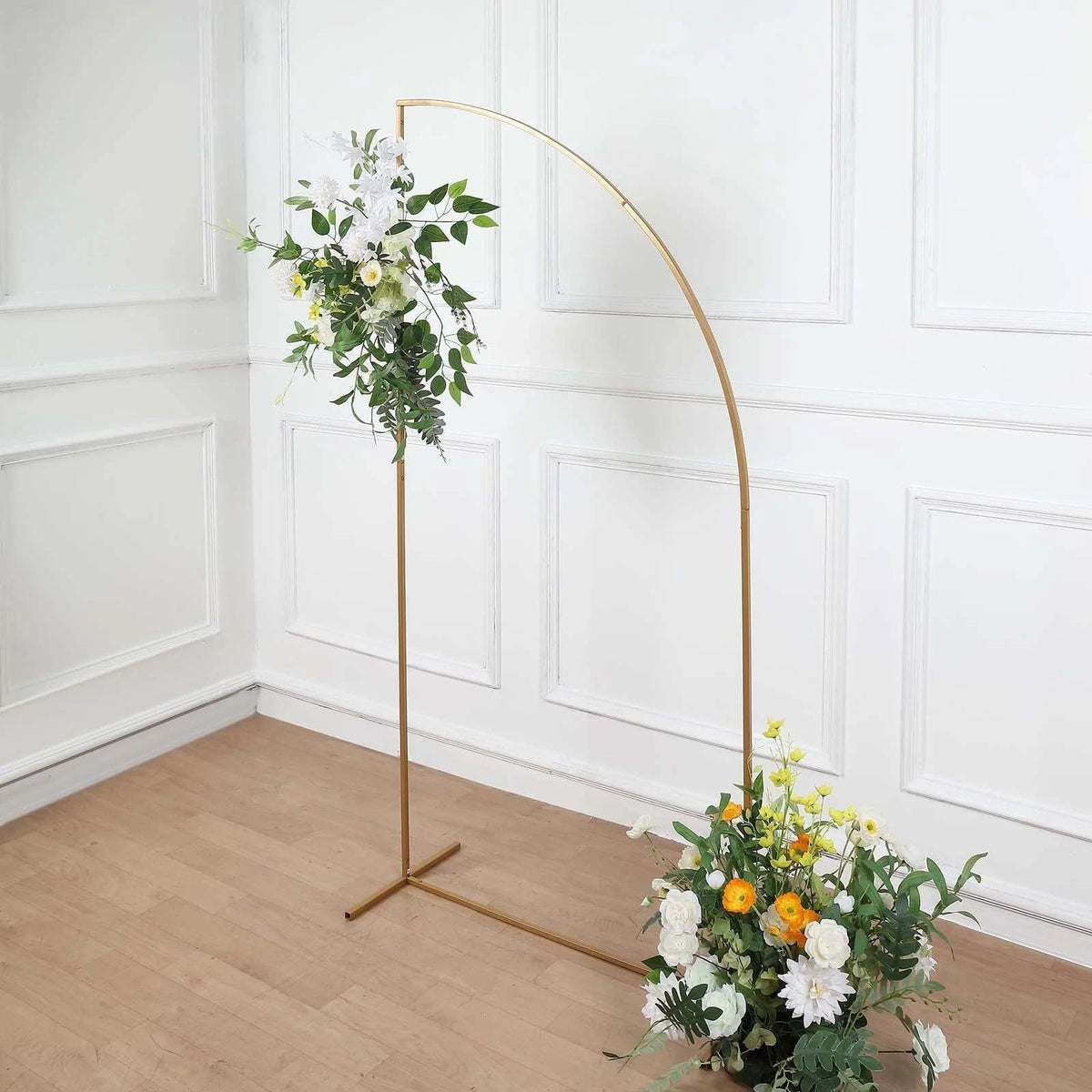 Gold Metal Floral Display Frame Half Moon Backdrop Stand Wedding Arch ...