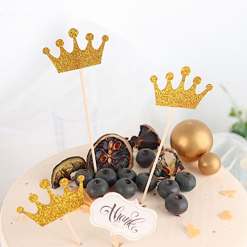 24 Gold 5 in Glittered Royal Crown Cake and Cupcake Toppers – Balsa ...