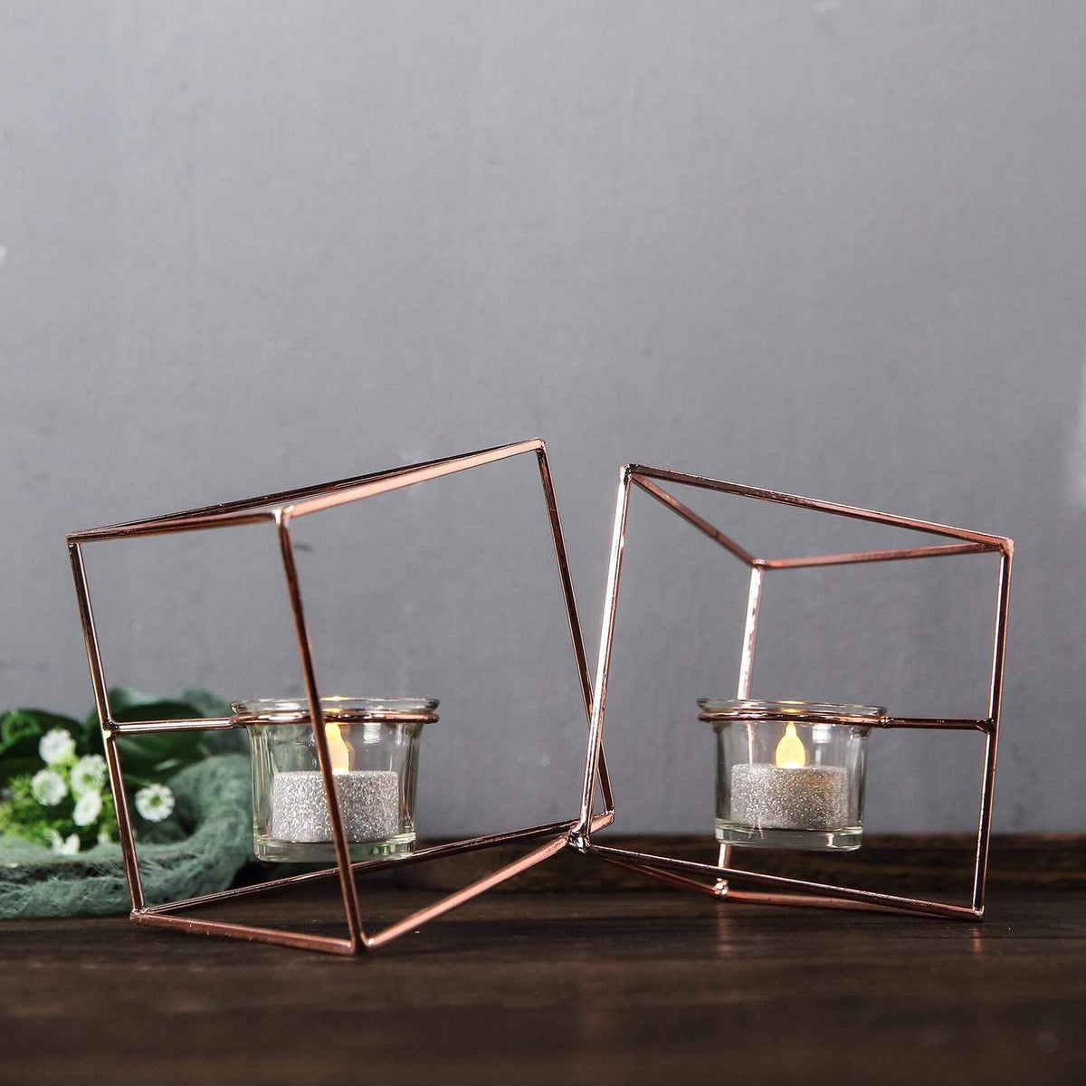 6 in tall Jointed Geometric Stand with Glass Candle Holders – Balsa ...