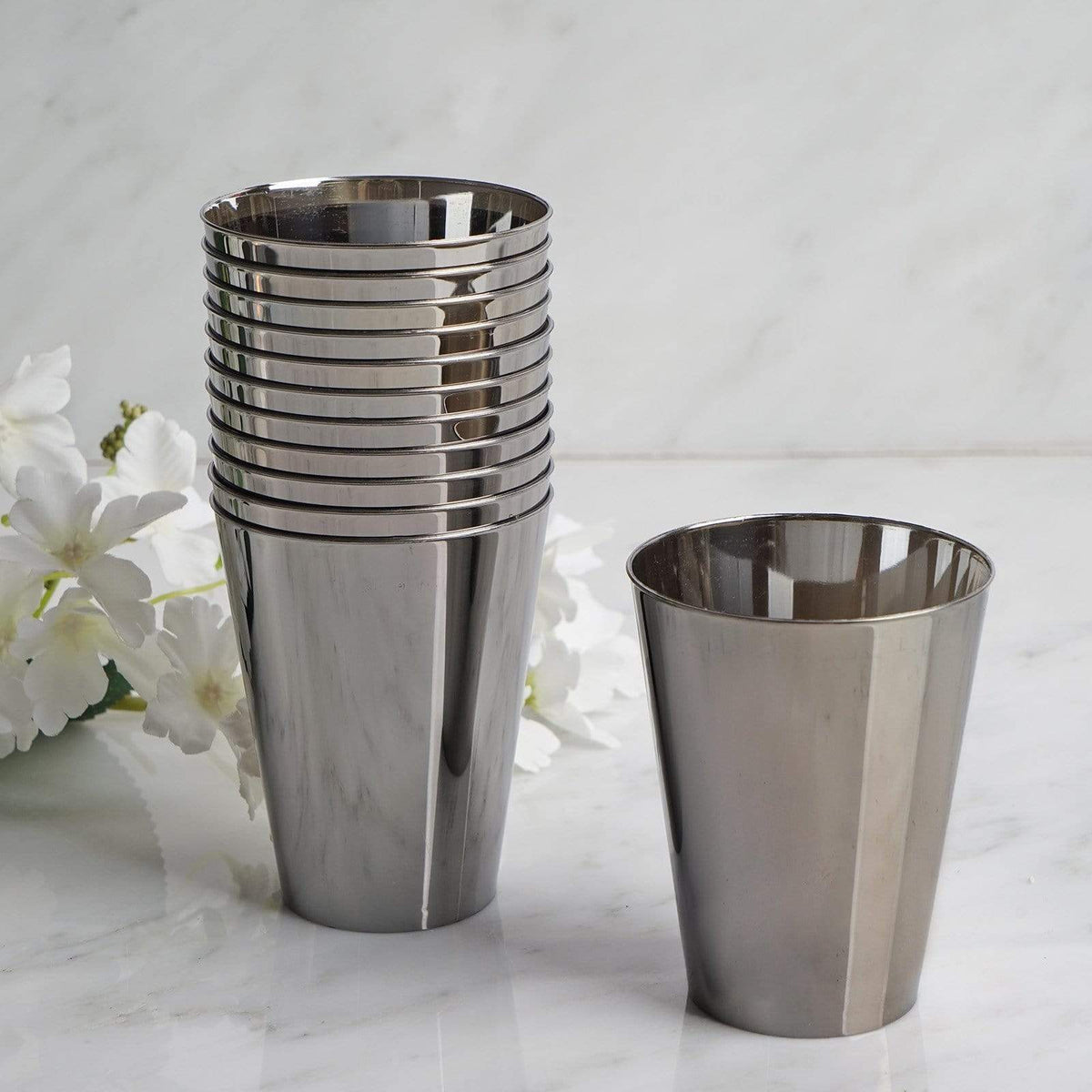 12 pcs 7 oz. Silver Disposable Plastic Party Wine Cups – Balsa Circle, LLC