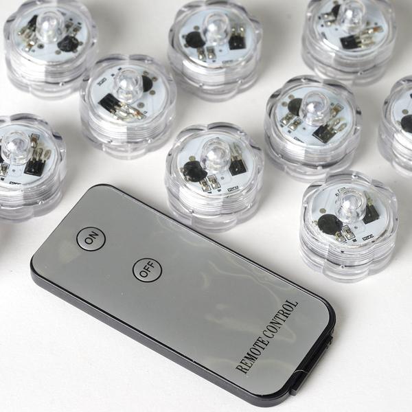 12 pcs White LED Small Submersible Remote-Controlled Lights for Vases ...