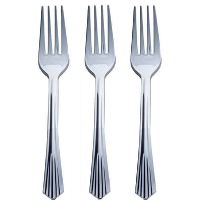 25 pcs 7" Silver Disposable Plastic Party Forks – Balsa Circle, LLC