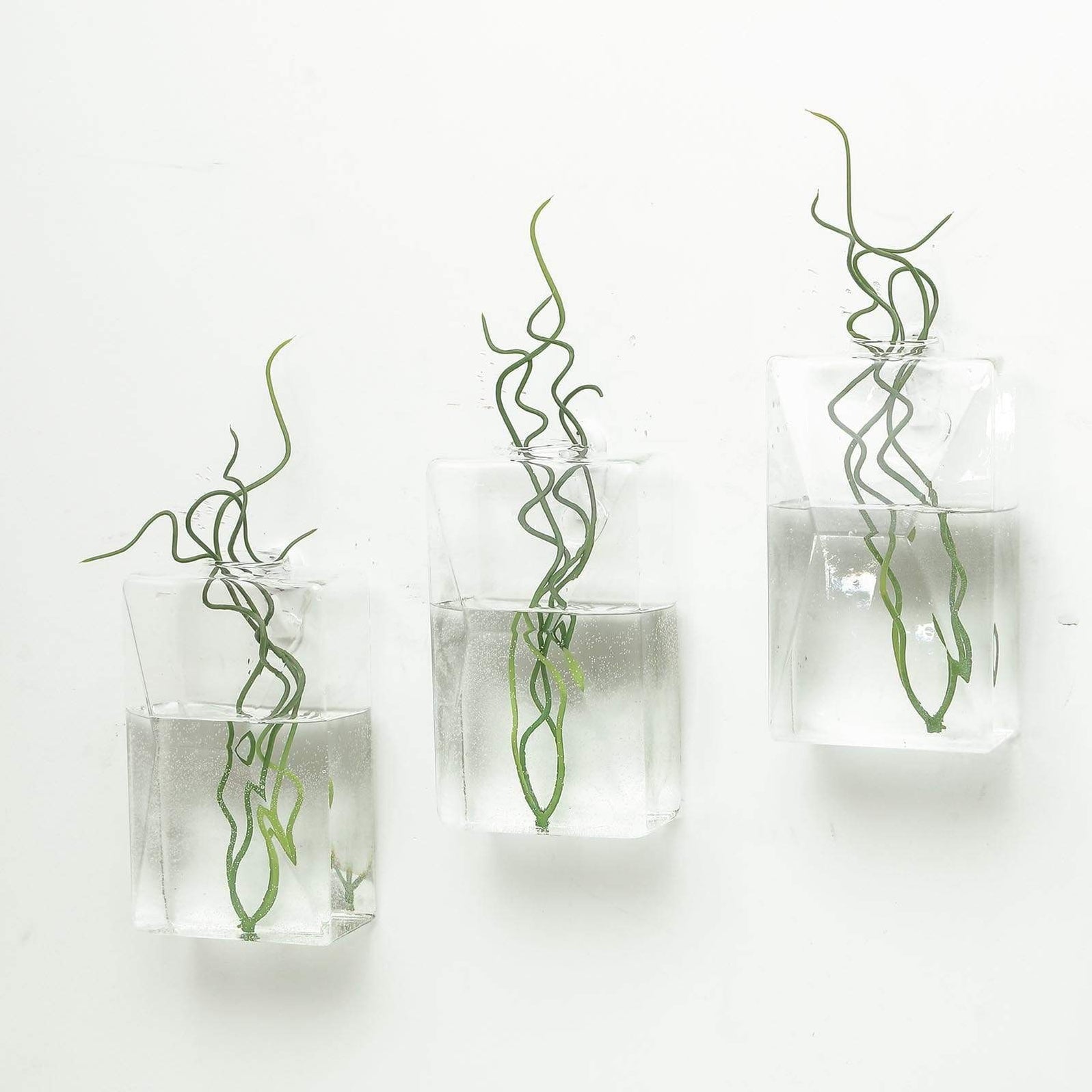 3 Clear Trapezoid Glass Wall Hanging Terrariums Vases – Balsa Circle, LLC