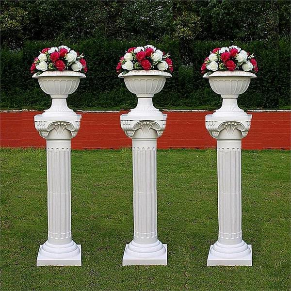 4 White 34 in tall Adjustable Roman Columns Plant Pedestal Stands ...