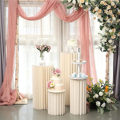 Ivory Cardboard Display Stand Folding Accordion Pillar Pedestal Box ...