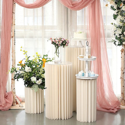 Ivory Cardboard Display Stand Folding Accordion Pillar Pedestal Box ...