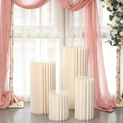 Ivory Cardboard Display Stand Folding Accordion Pillar Pedestal Box ...