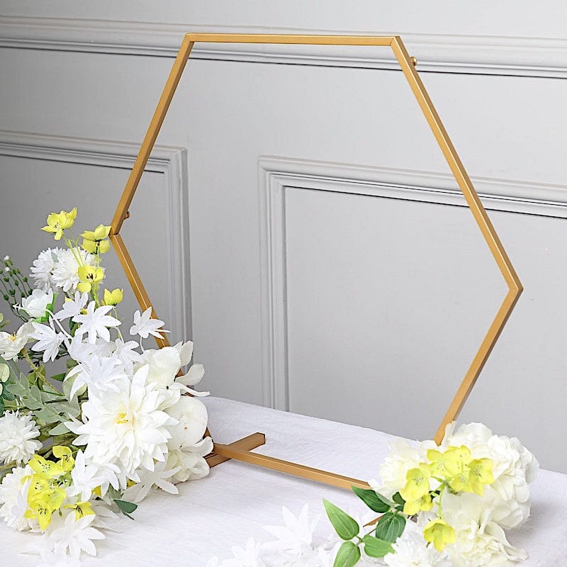 Gold Hexagon Metal Flower Frame Geometric Table Arch Centerpiece ...