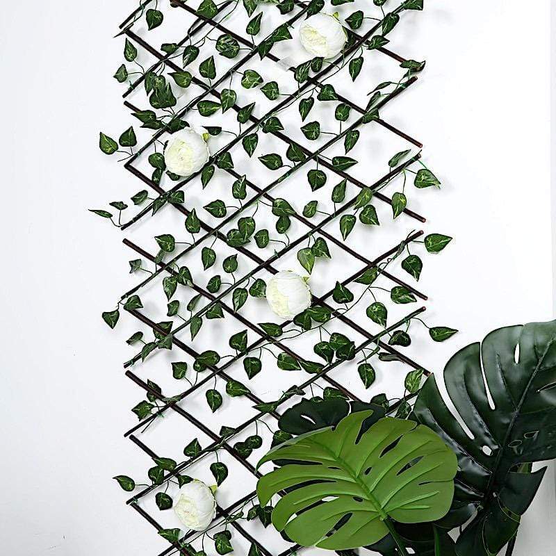 17x95 in Expandable Lattice Fence Green Faux Ivy Leaves Backdrop Panel ...