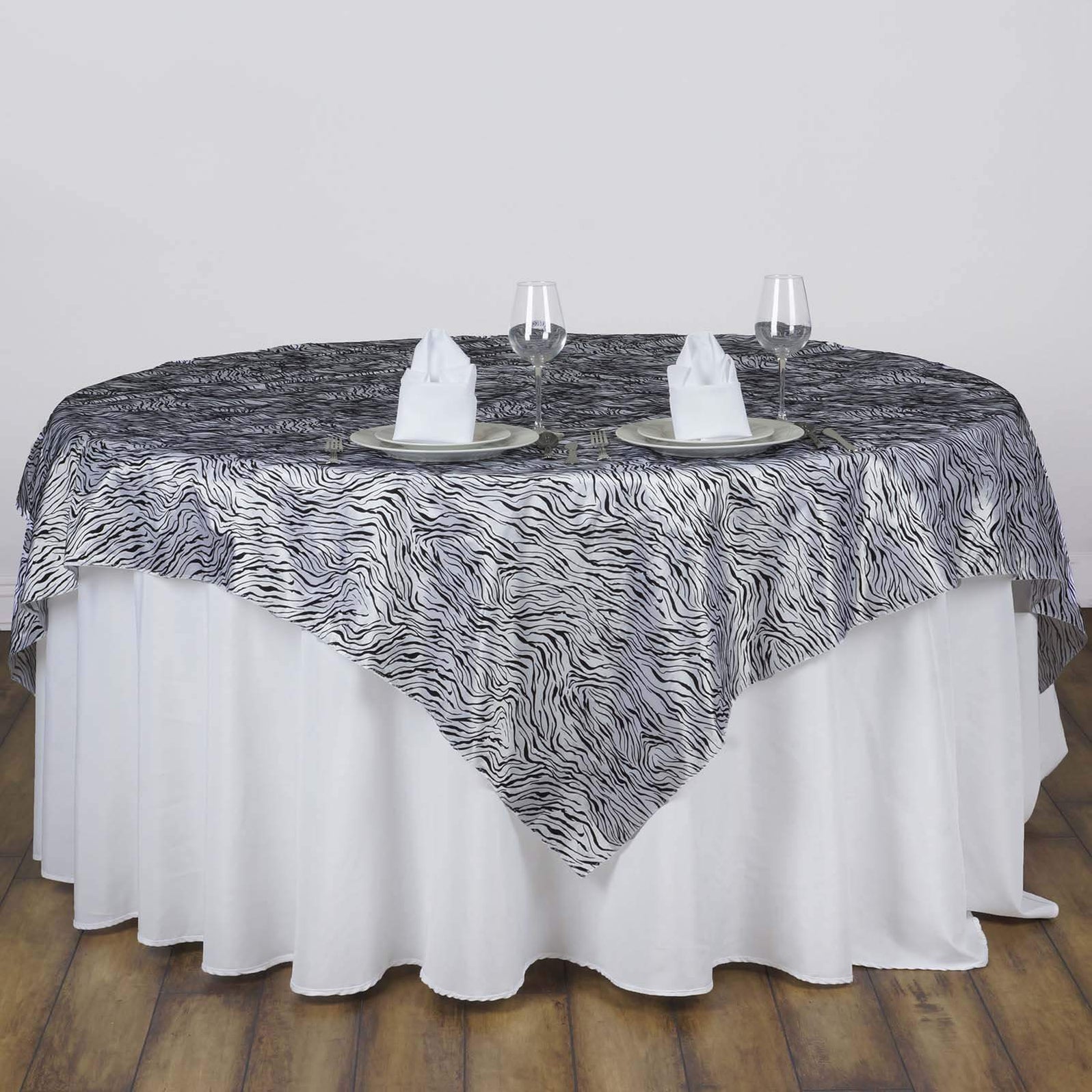 90 inch Black White Mini Zebra Safari Animal Print Table Overlay ...