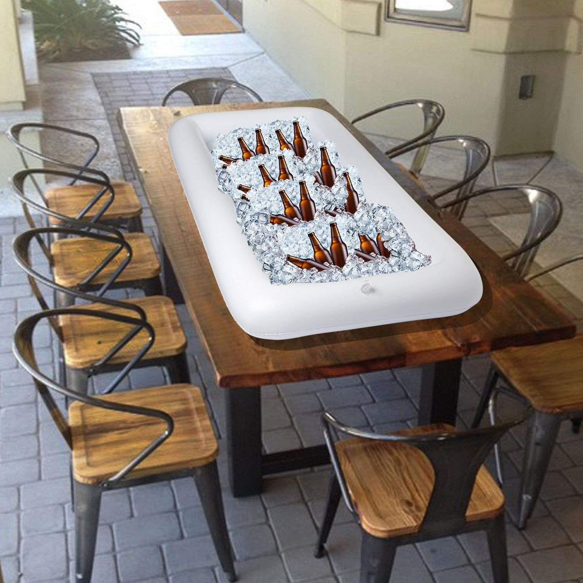 2 White 50x24 in Inflatable Serving Trays Party Beverage Coolers ...