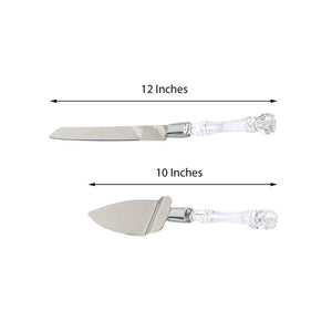 Silver and Clear Cake Knife and Server Set with Crystal Handles – Balsa ...