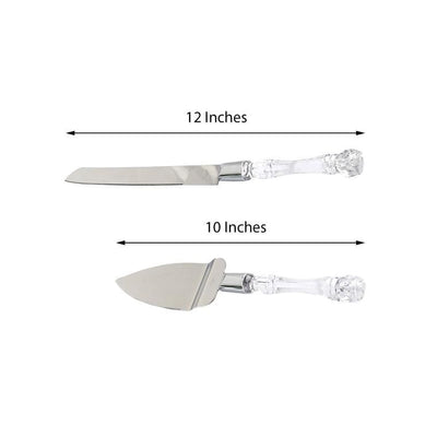 Silver and Clear Cake Knife and Server Set with Crystal Handles – Balsa ...