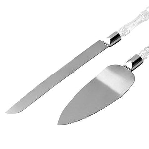 Silver and Clear Cake Knife and Server Set with Crystal Handles – Balsa ...