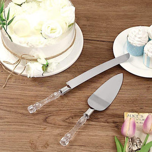Silver and Clear Cake Knife and Server Set with Crystal Handles – Balsa ...